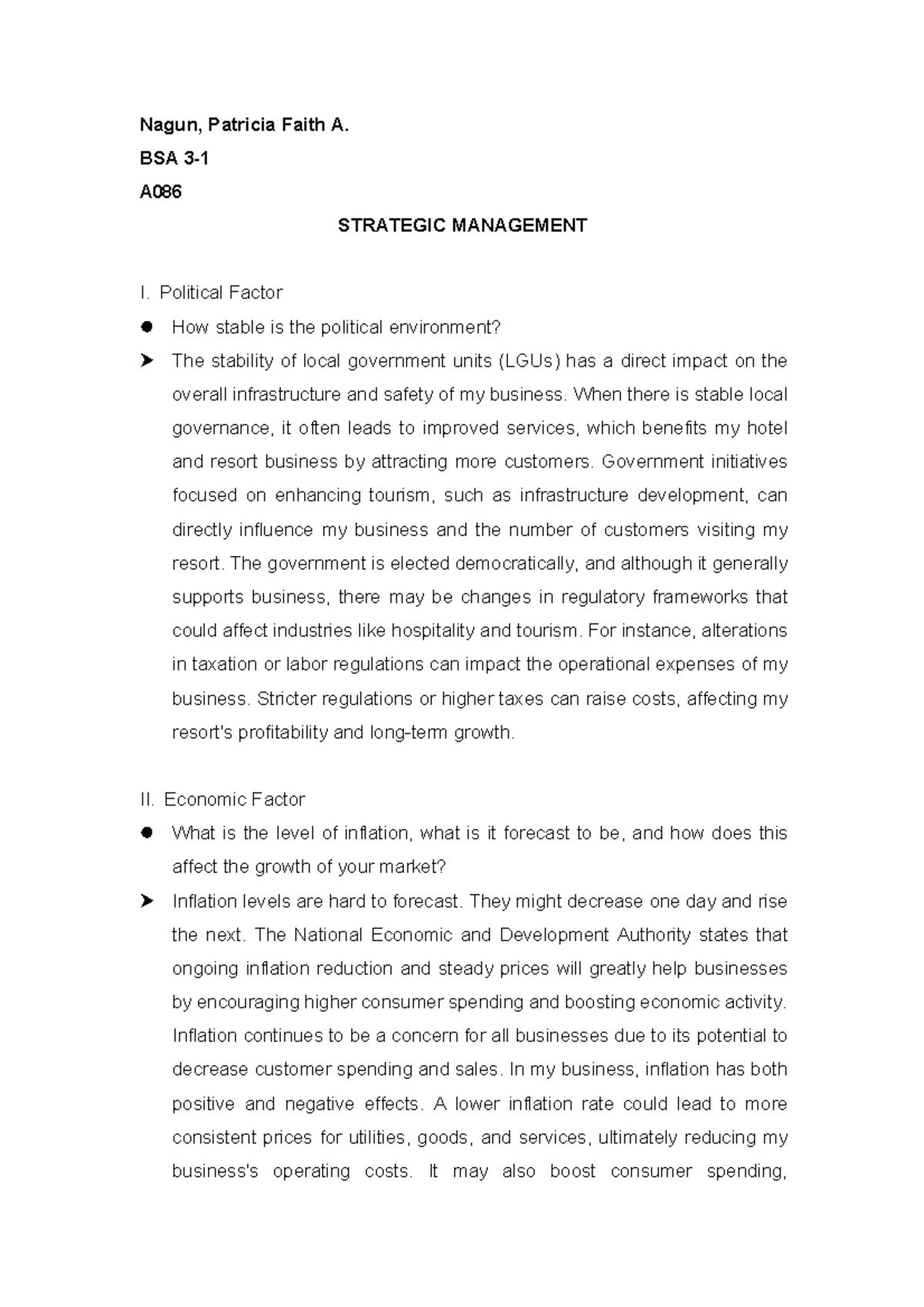 Nagun, Patricia Faith A. - BSA 3 - 1 A 086 STRATEGIC MANAGEMENT I ...
