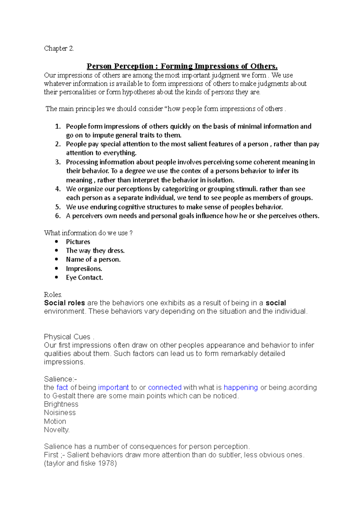 Person Perception : Forming Impressions of Others. - Chapter 2. Person ...