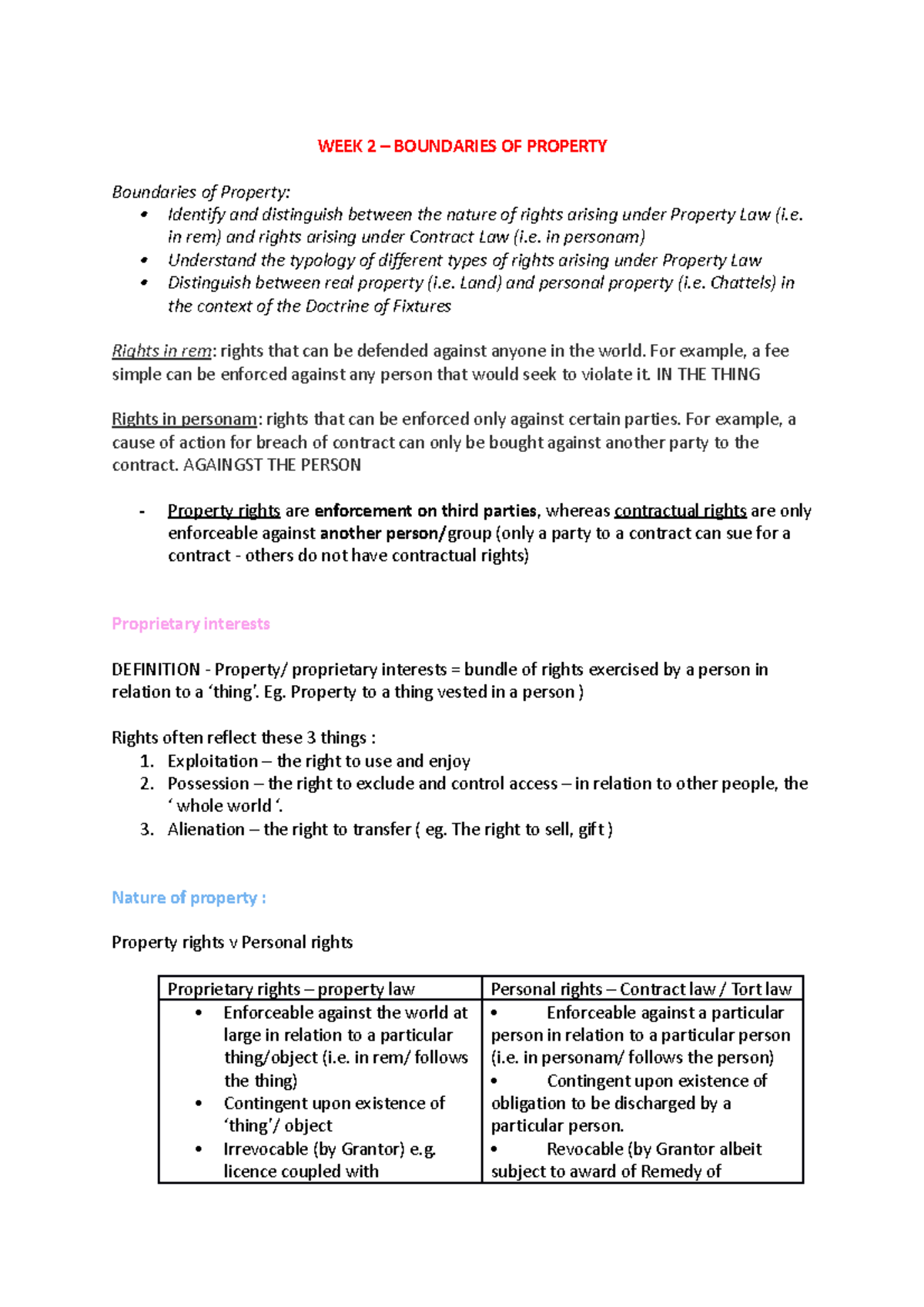 Week 2 - property law - WEEK 2 – BOUNDARIES OF PROPERTY Boundaries of ...