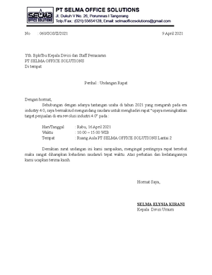 Kluster agenda surat masuk dan surat keluar - PT. GAZENDRA GROUP Jl ...