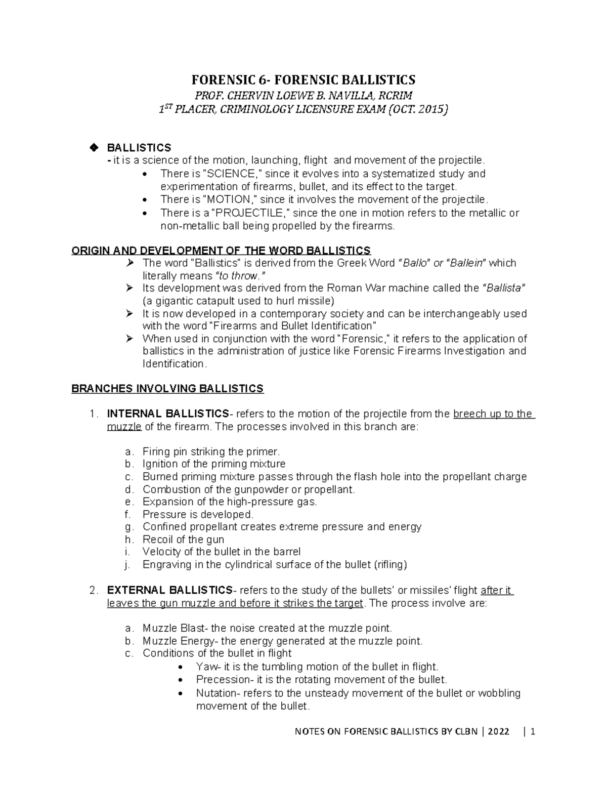 581659934 Forensic 6 Forensic Ballistics BY CLBN - FORENSIC 6- FORENSIC ...