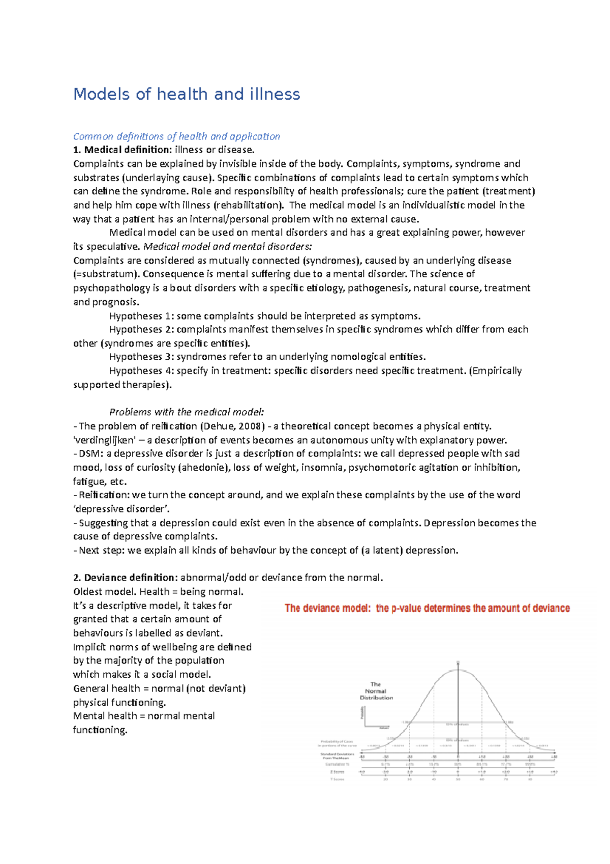 Models of health and illness - Models of health and illness Common ...