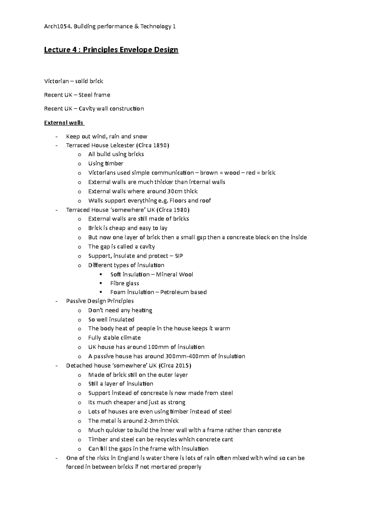 Lecture 4, Envalope design - Arch1054. Building performance ...