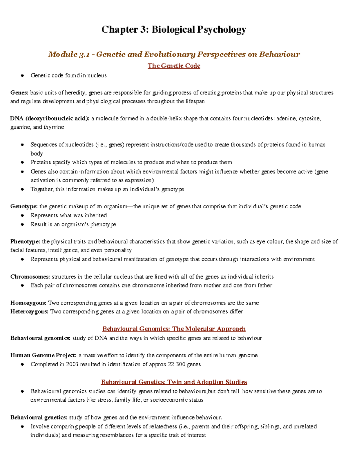 Chapter 3 - Biological Psychology - Chapter 3: Biological Psychology ...