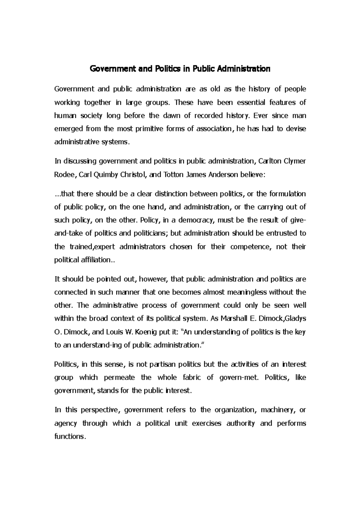 Government and Politics in Public Administration - Government and ...