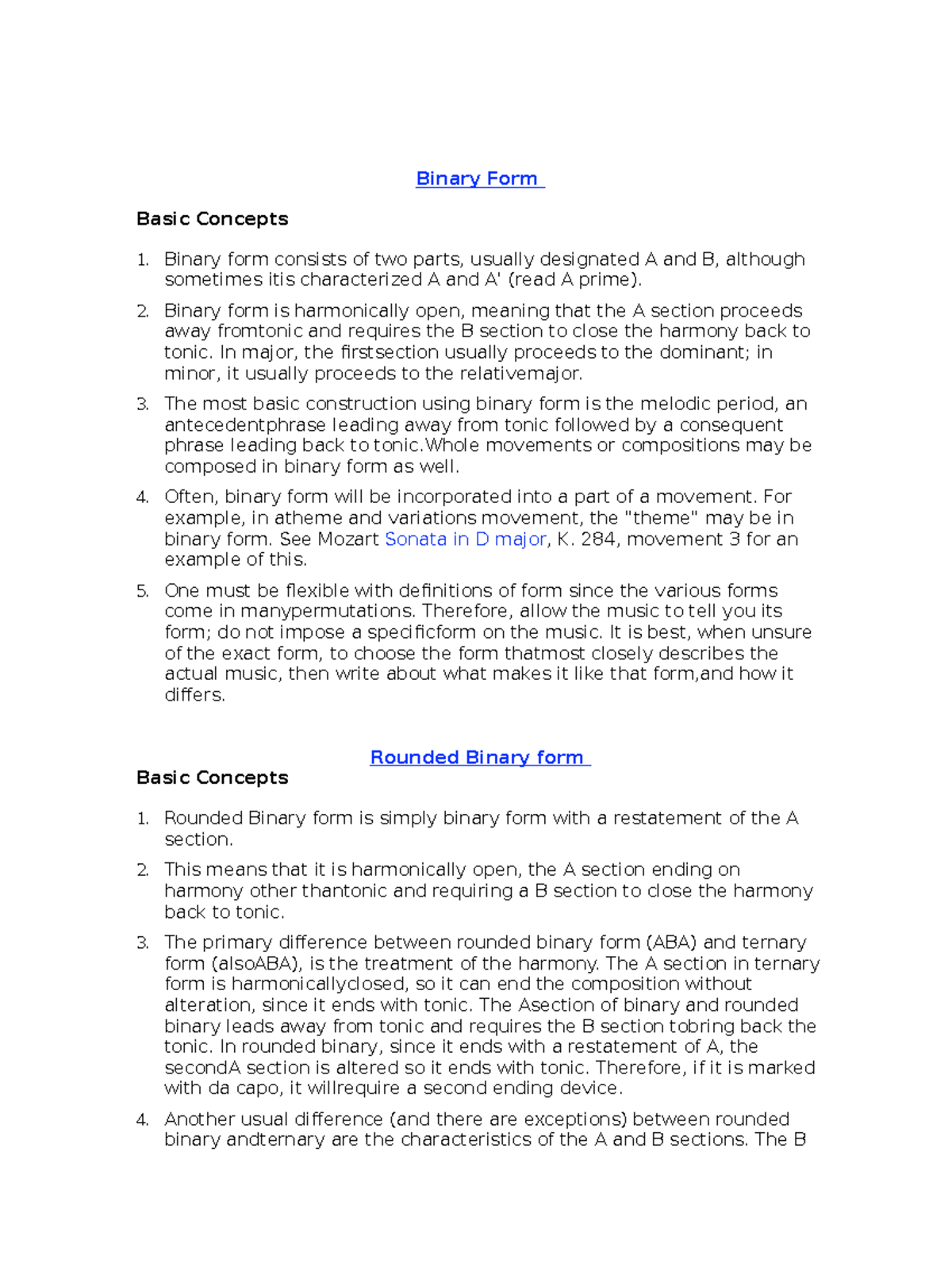 293404080 Music Theory III Form 1 - Binary Form Basic Concepts Binary ...