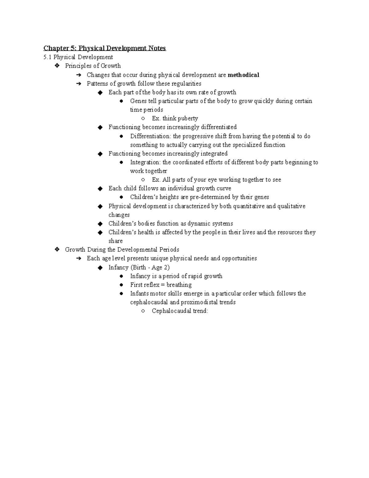 Chapter 5 Physical Development - Chapter 5: Physical Development Notes ...