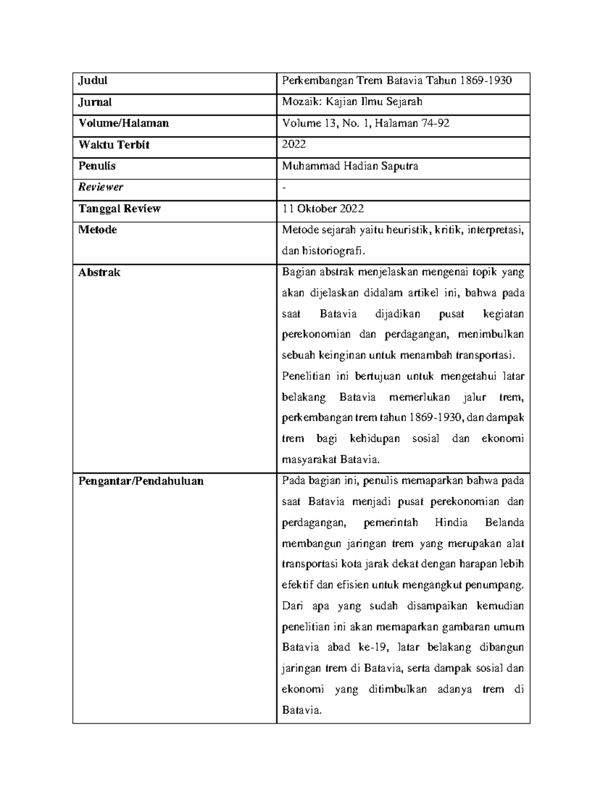 Perkembangan Trem Batavia Tahun 1869-1930 - Judul Perkembangan Trem ...