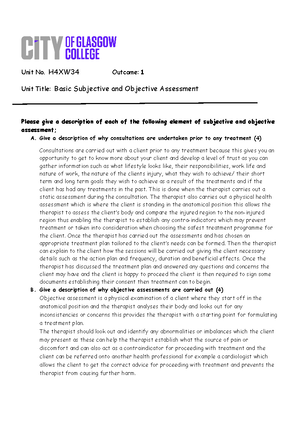 Graded UNIT 1 Development Stage - Course: HND Sports Therapy Class Group: HND Student Name ...