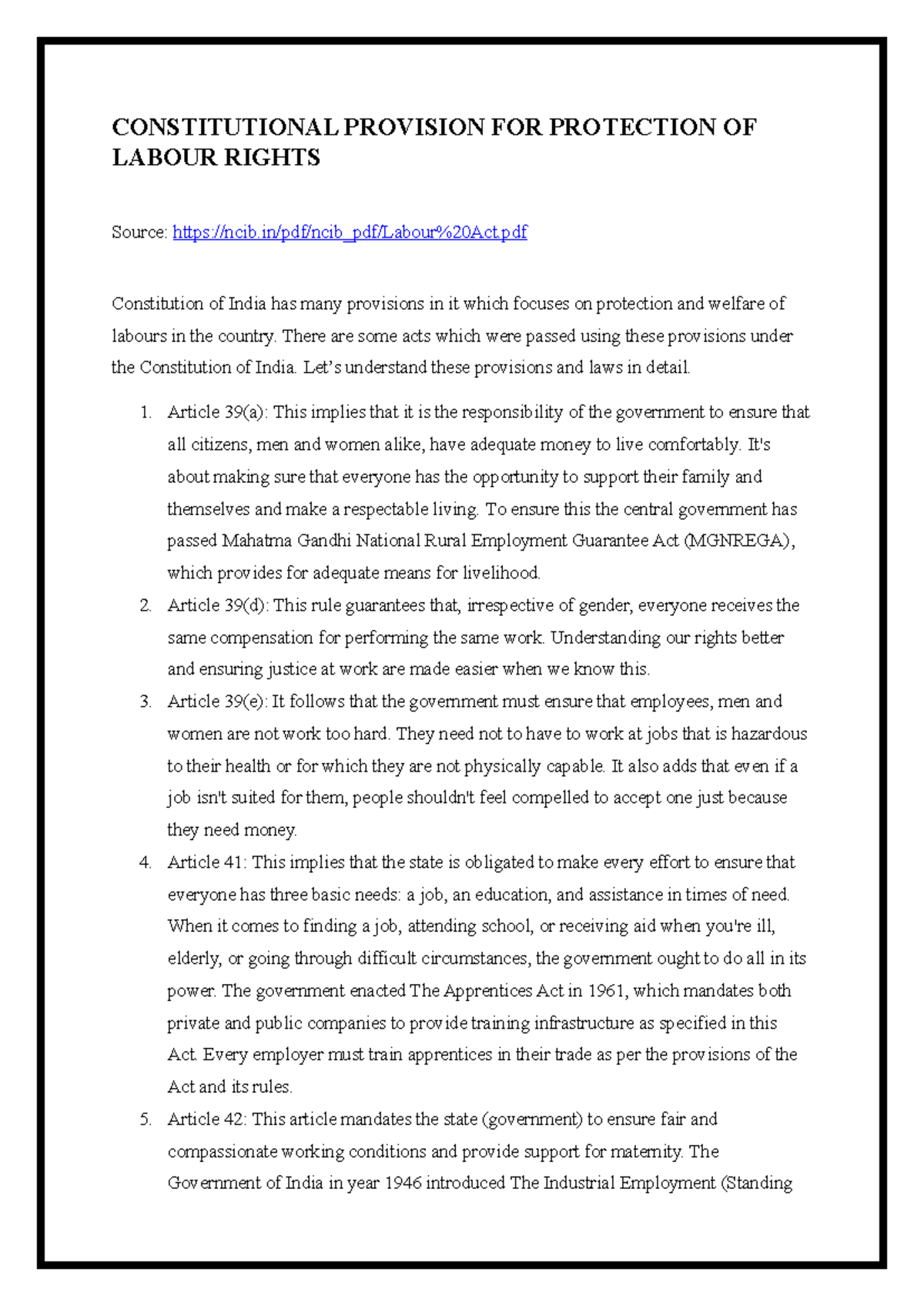 Constitutional Provisions - CONSTITUTIONAL PROVISION FOR PROTECTION OF ...