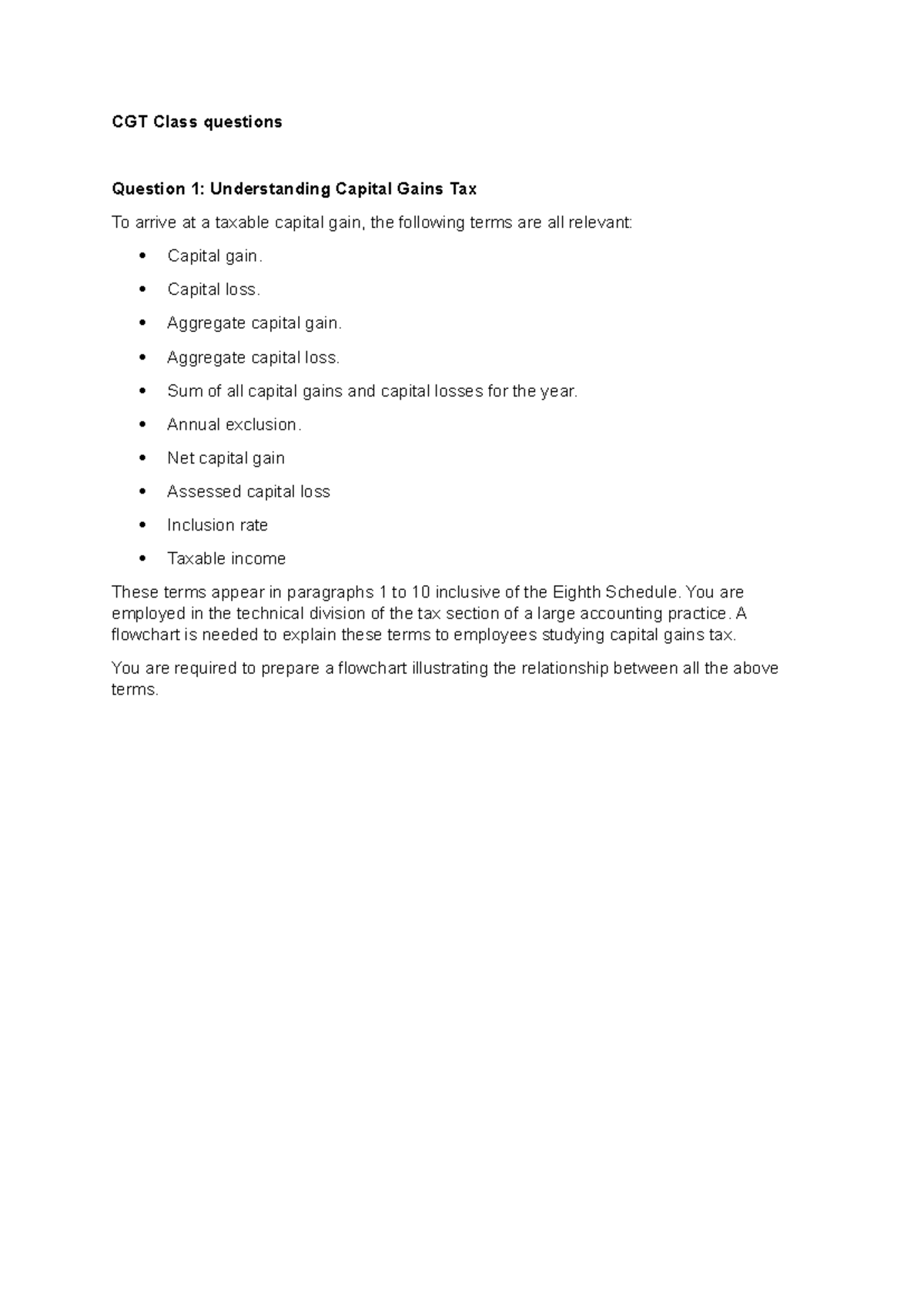 CGT Class questions - CGT Class questions Question 1: Understanding ...