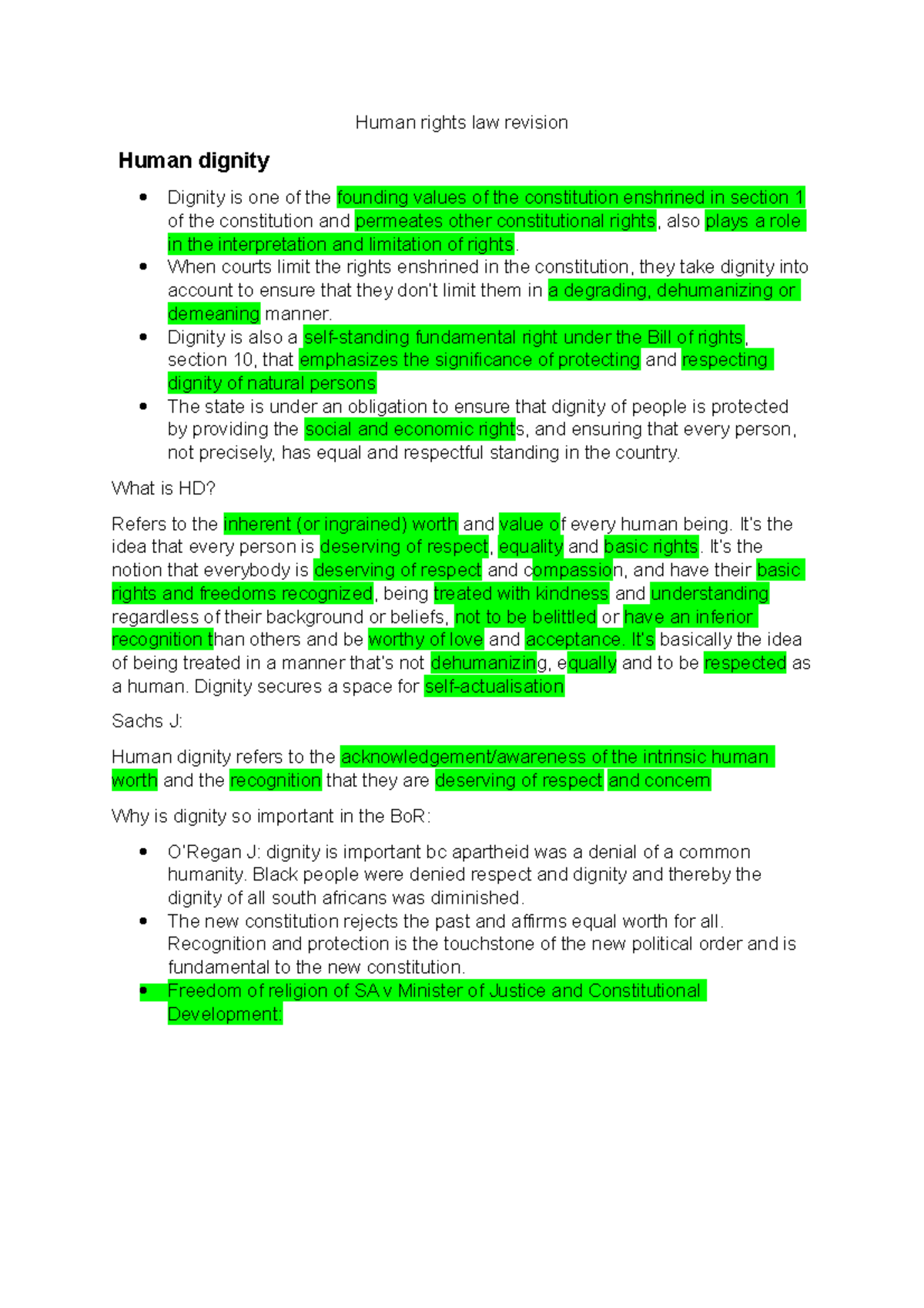 Human rights law revision - Human rights law revision Human dignity ...
