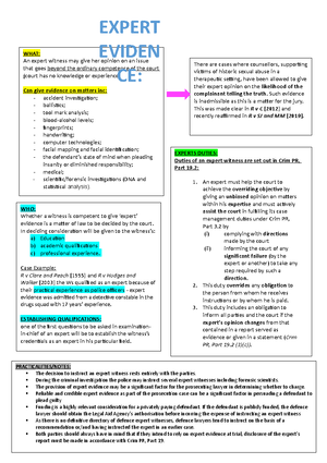 Code D PACE ID - Lecture notes 4 - THE LEGAL RESPONS to ID evidence ...