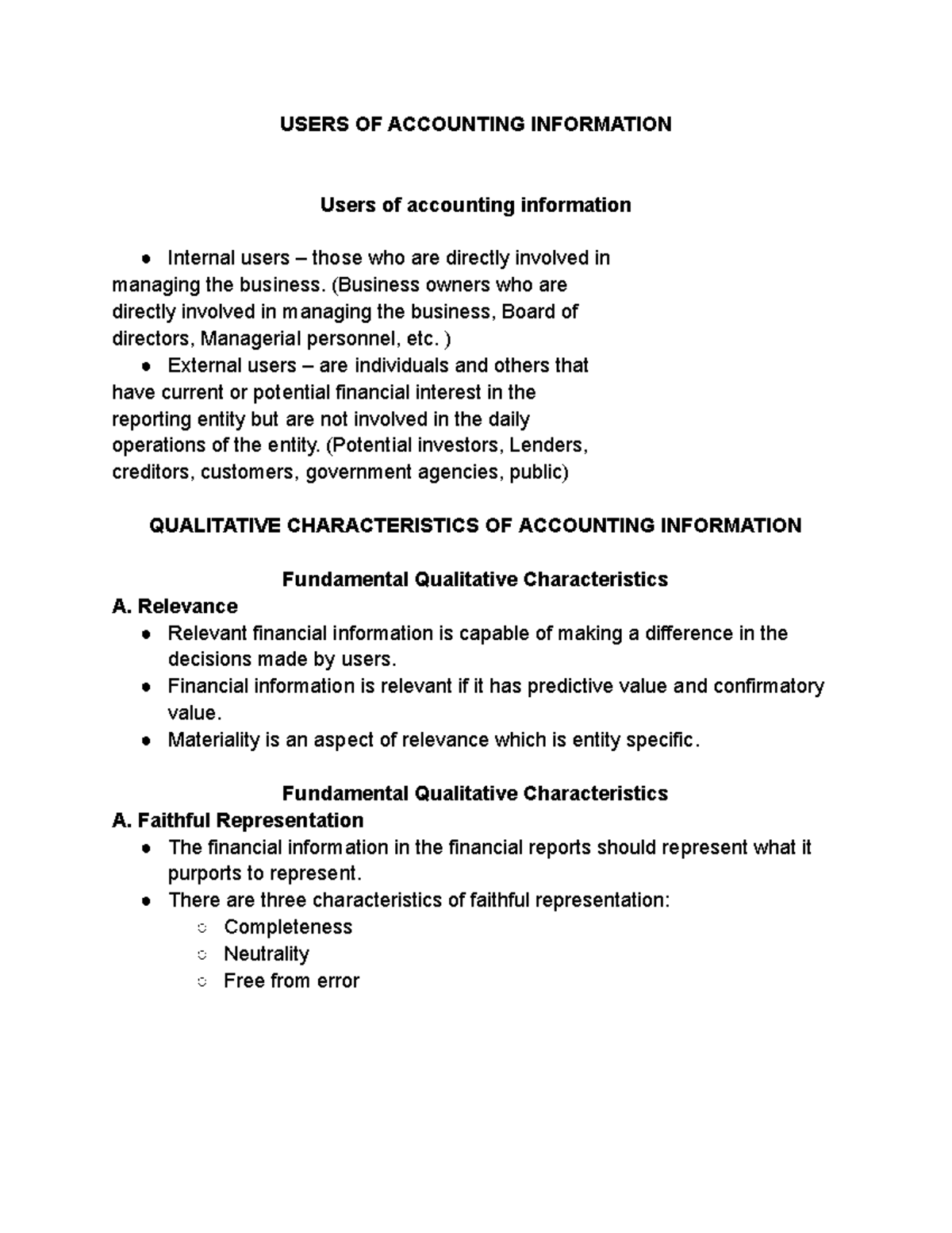 Users OF Accounting Information - USERS OF ACCOUNTING INFORMATION Users ...