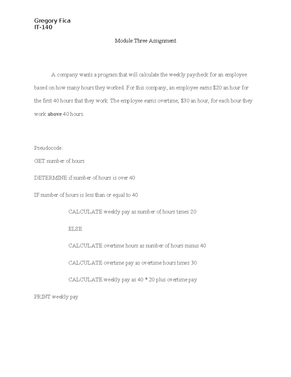 Module Three Assignment IT140 Greg Fica - Gregory Fica IT- Module Three ...