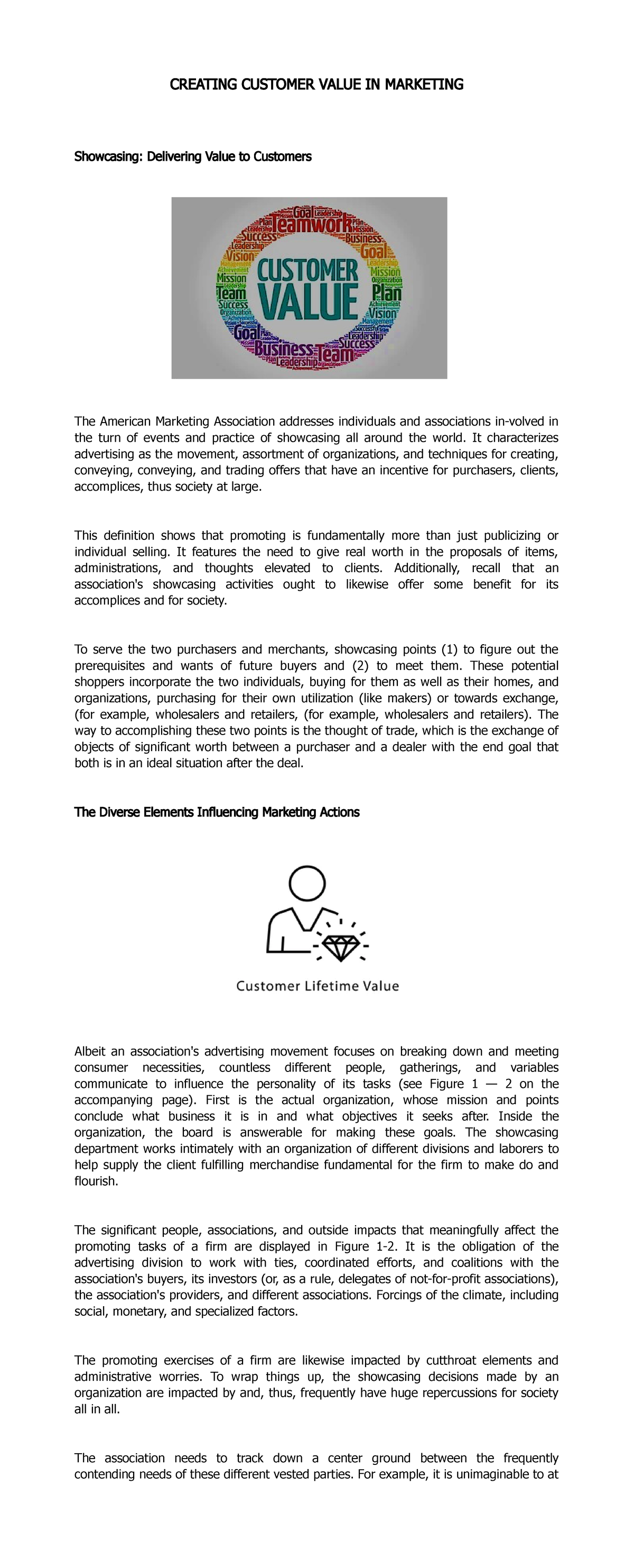 Creating Customer Value In Marketing CREATING CUSTOMER VALUE IN