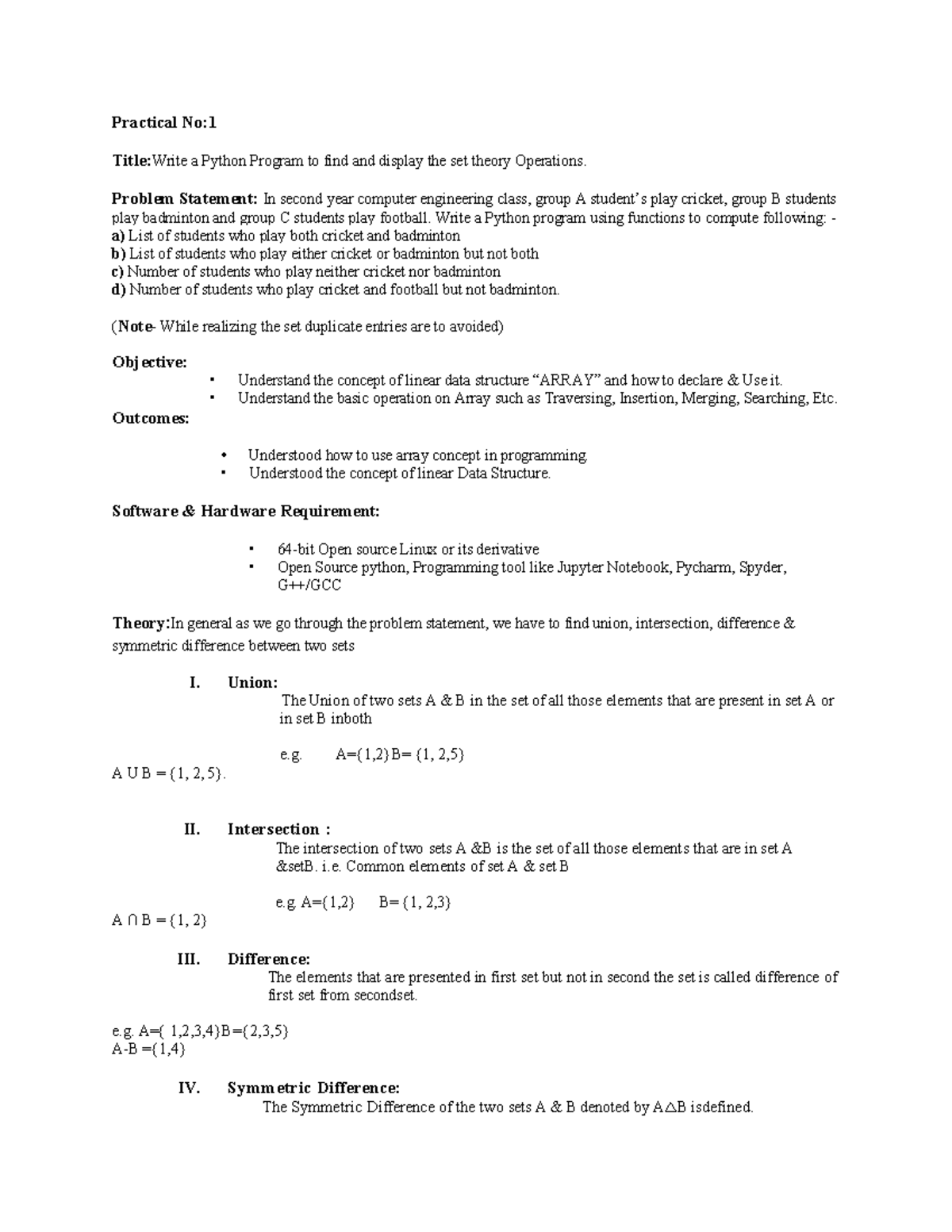 Assignment-1 - practical 1 - Practical No: Title:Write a Python Program to find and display the ...