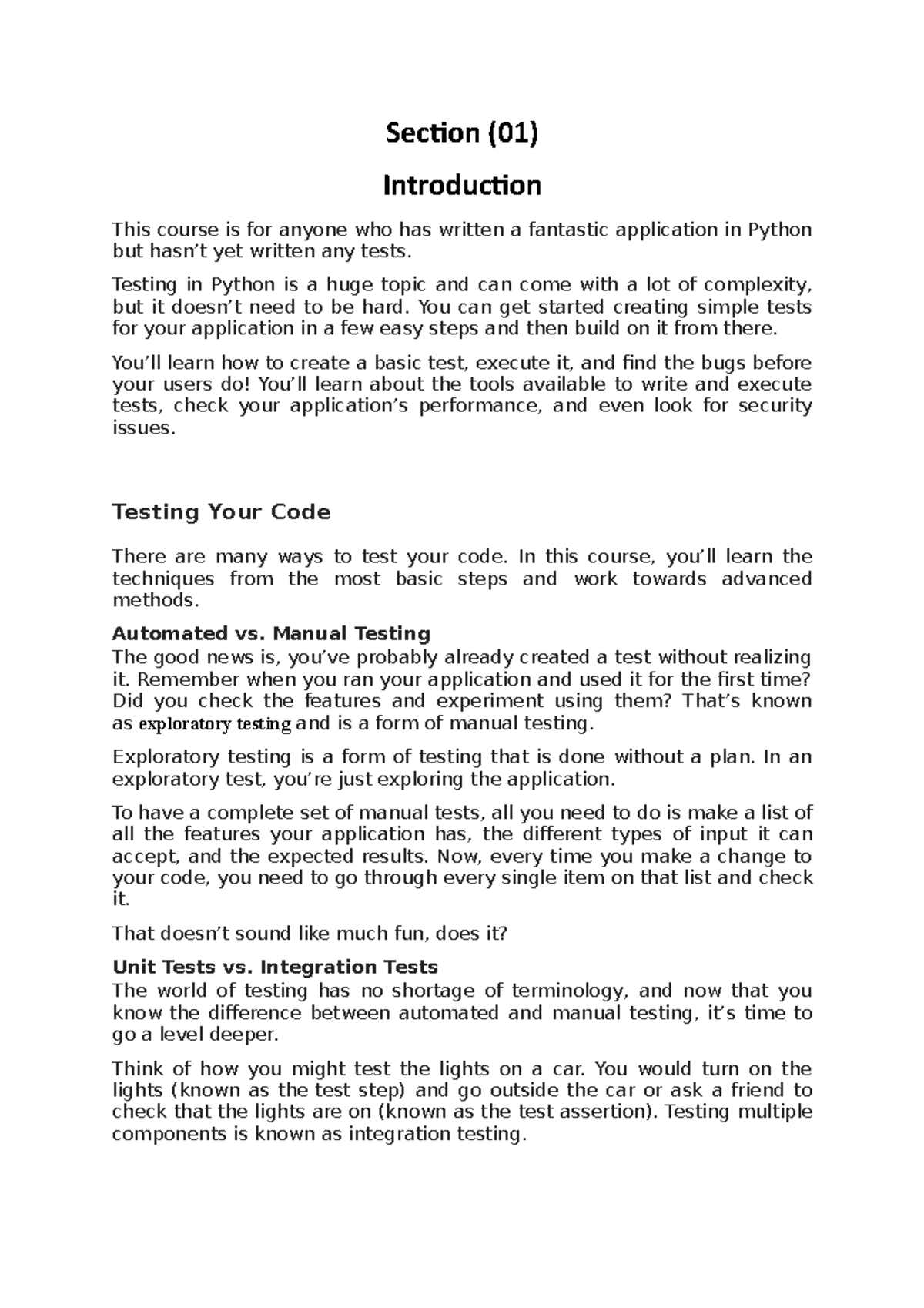 Section 01 - lectures - Section (01) Introduction This course is for ...