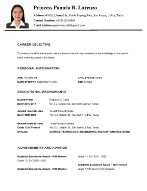 Sample- Resume - Bachelor of Elementary Education Major in General ...