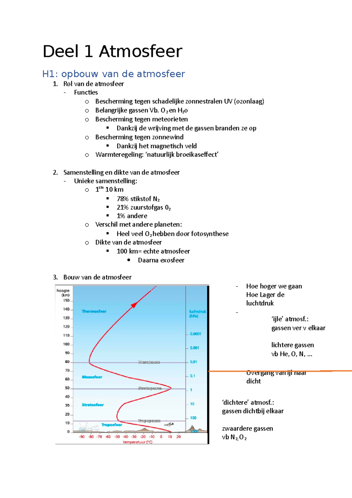 SV-deel-atmosfeer - SV-deel-atmosfeer - Deel 1 Atmosfeer H1: opbouw van ...