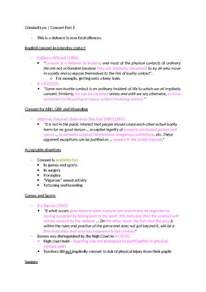 Criminal 2 - Self Defence - Criminal Law – Self Defence 6 th Oct 2020 ...