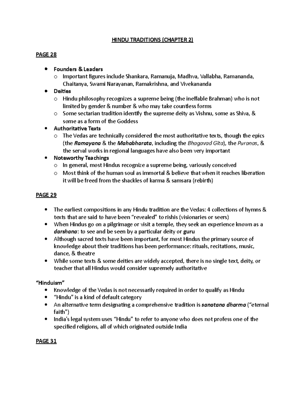 Hinduism Textbook Notes - HINDU TRADITIONS (CHAPTER 2) PAGE 28 Founders ...