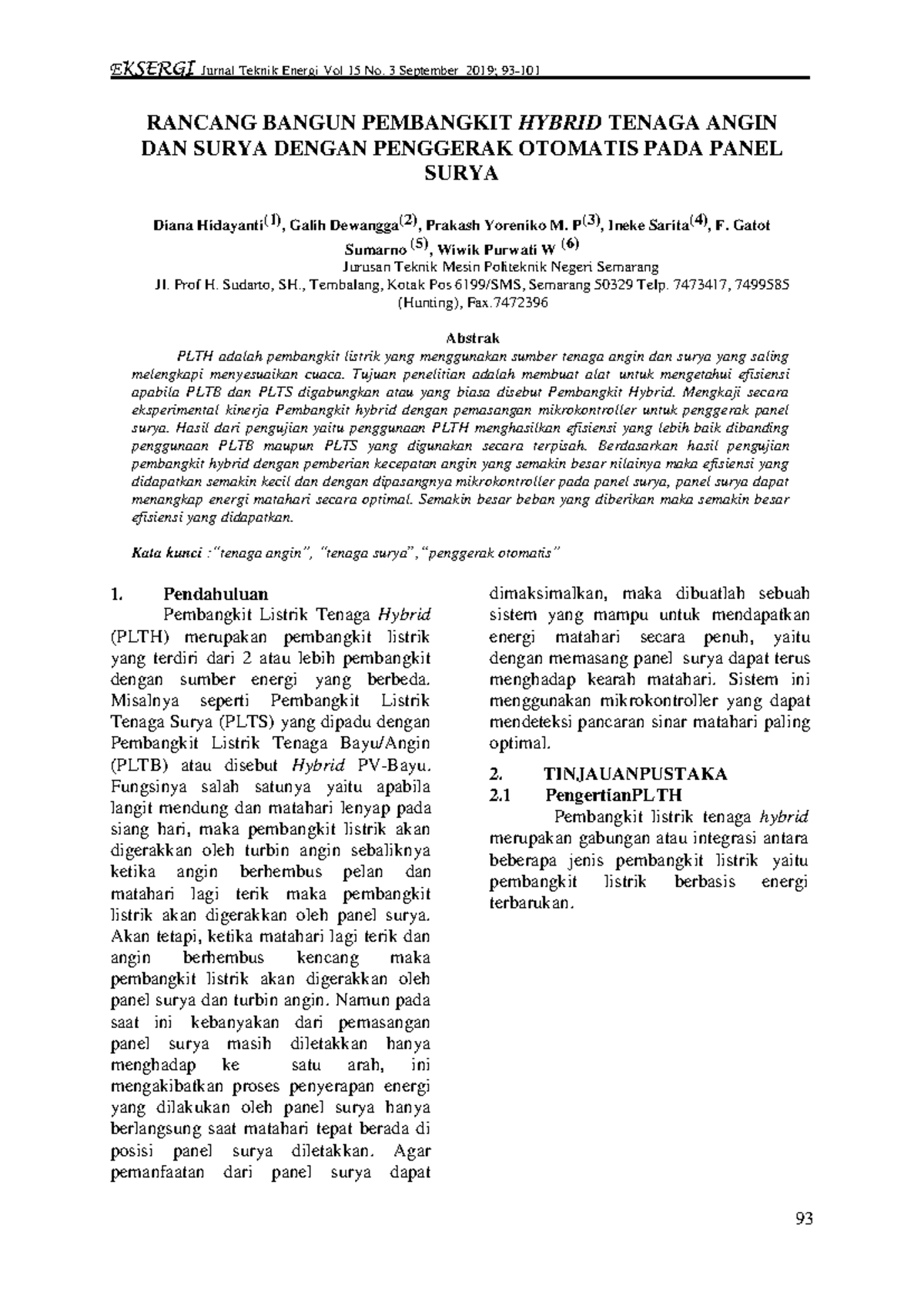 Rancang Bangun Pembangkit Hybrid Tenaga Angin dengan penggerak otomatis ...