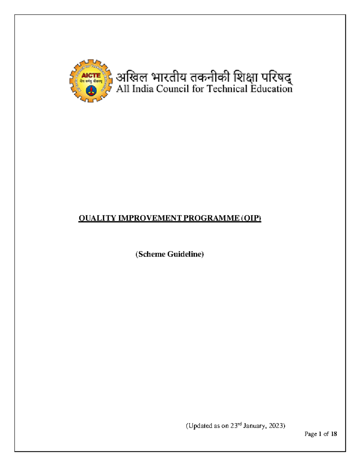 QIP Scheme Guidelines - QUALITY IMPROVEMENT PROGRAMME (QIP) (Scheme ...