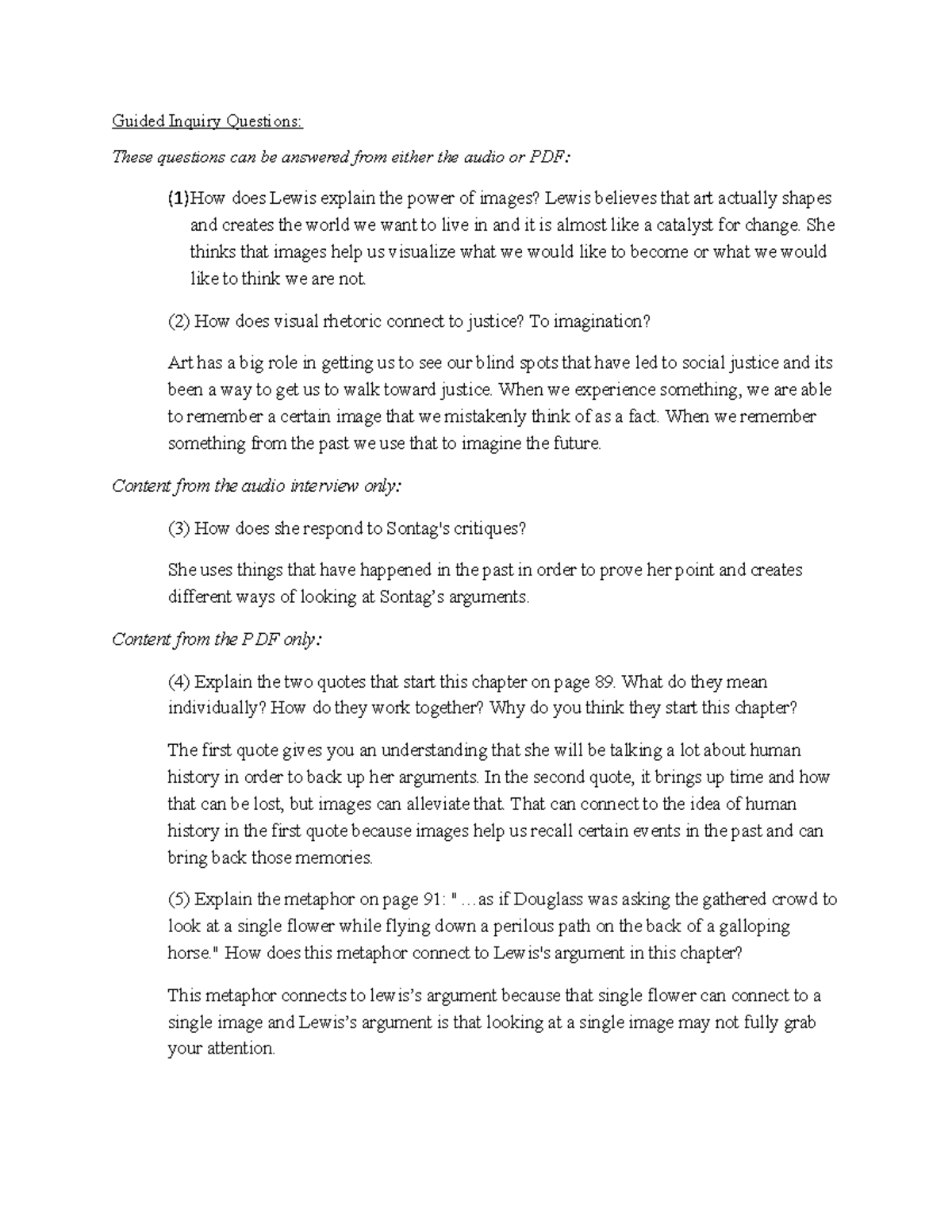 Reading Response Questions #6-3 - Guided Inquiry Questions: These ...