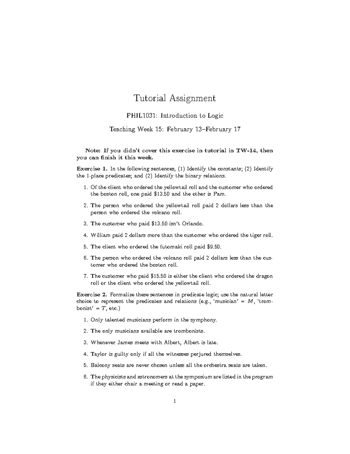 Tutorial Assignment - February 13-17 - Tutorial Assignment PHIL1031 ...
