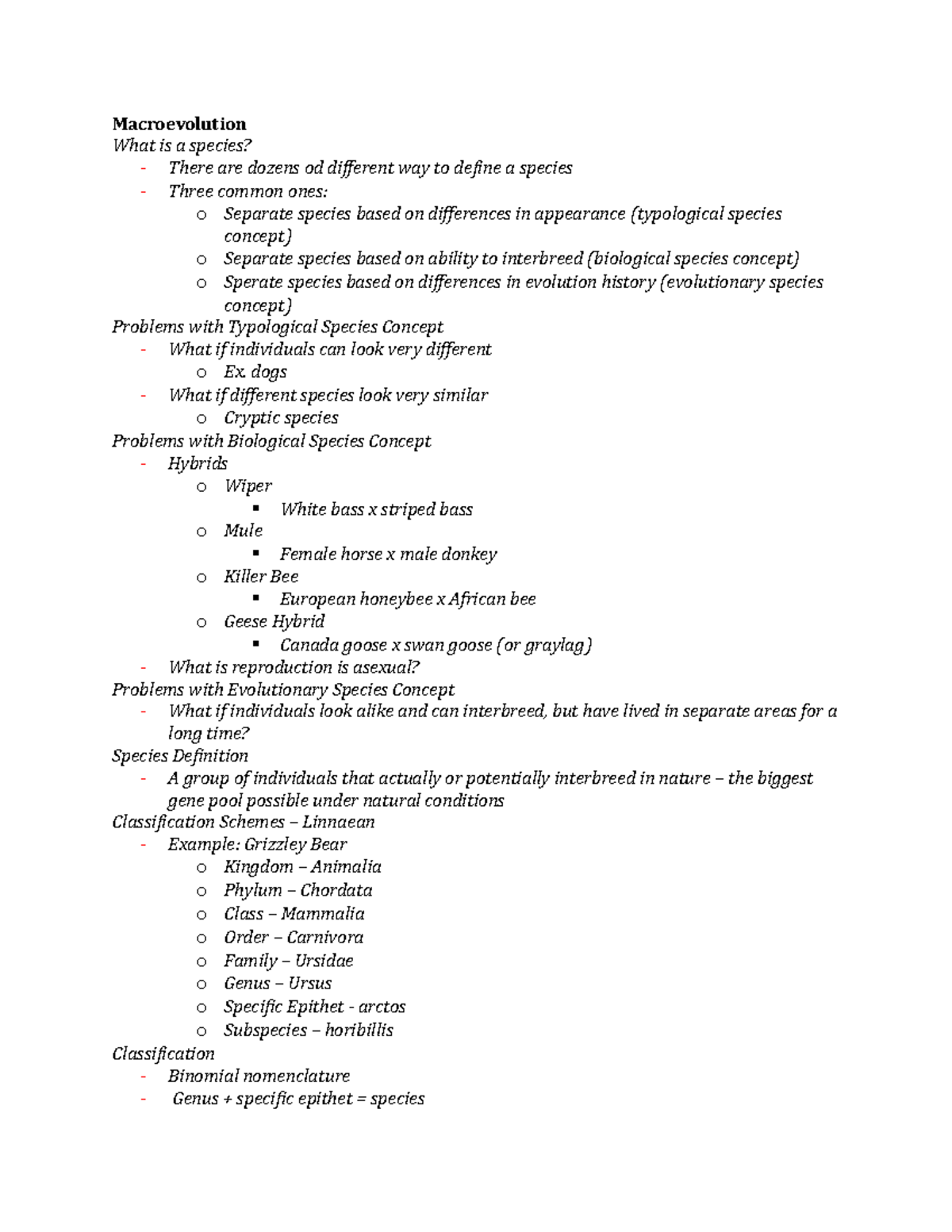 Macroevolution - Biology Notes - Macroevolution What is a species ...