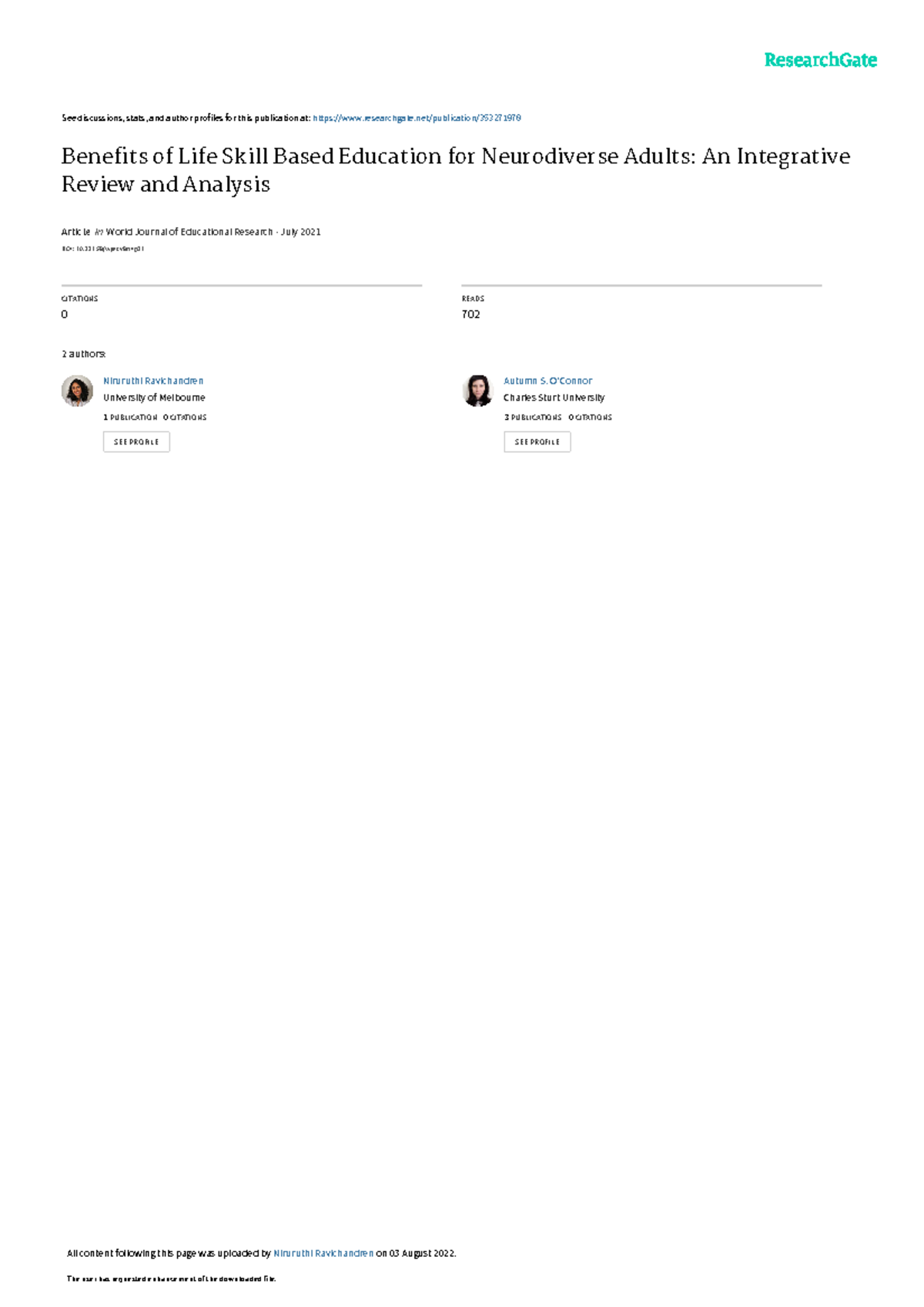 Life Skills Education Research Analysis Paper 2021 - See discussions ...