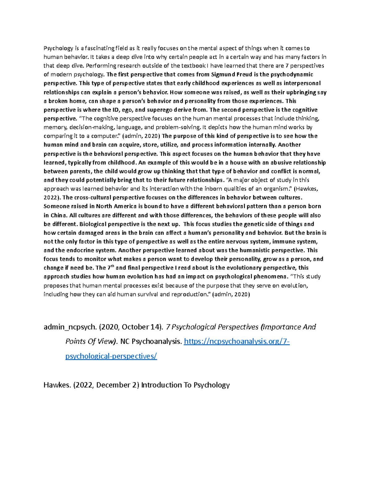 Assignemnt 1.1 Psy Essay - Psychology is a fascinating field as it ...