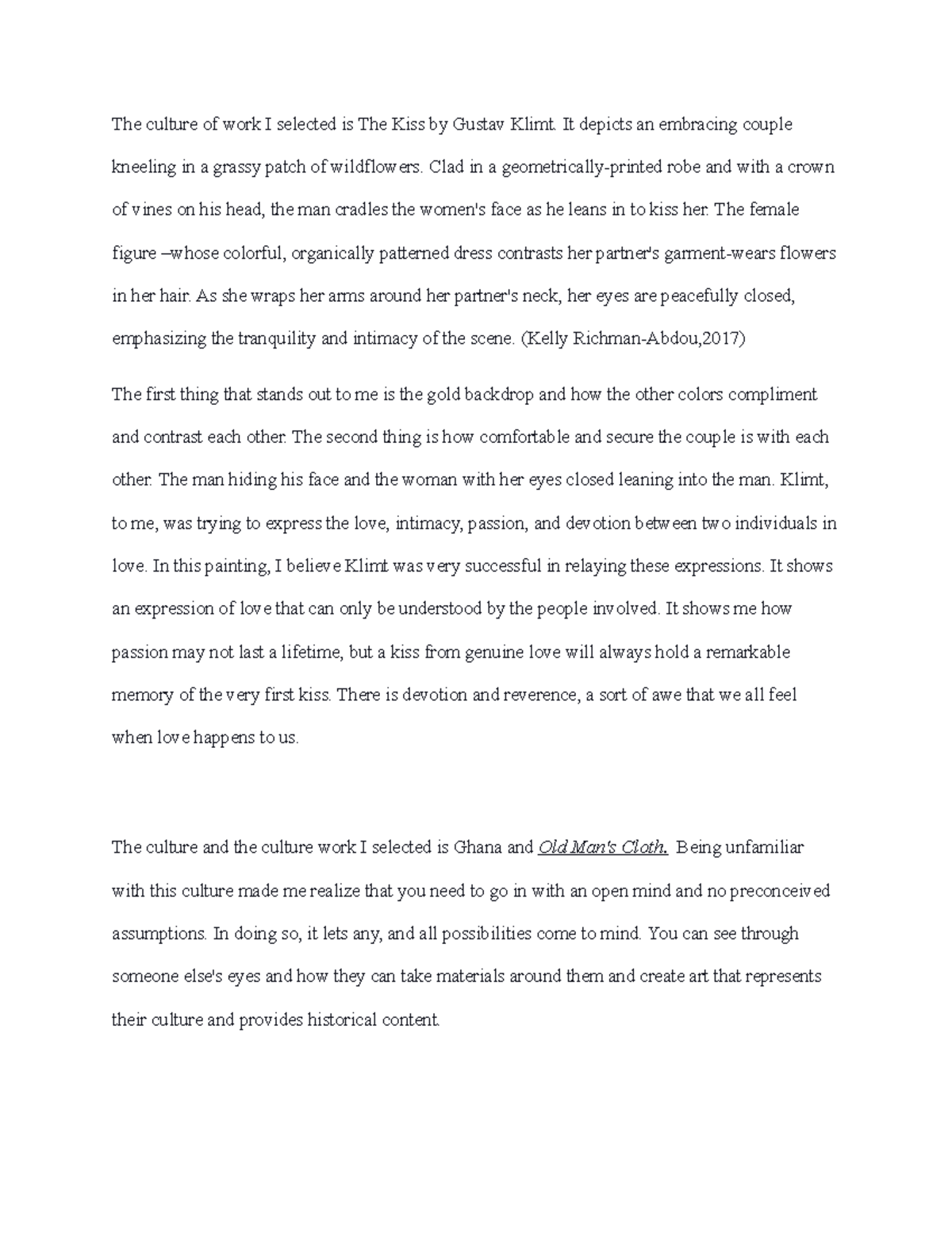 Module 2 prodject propsal - The culture of work I selected is The Kiss ...