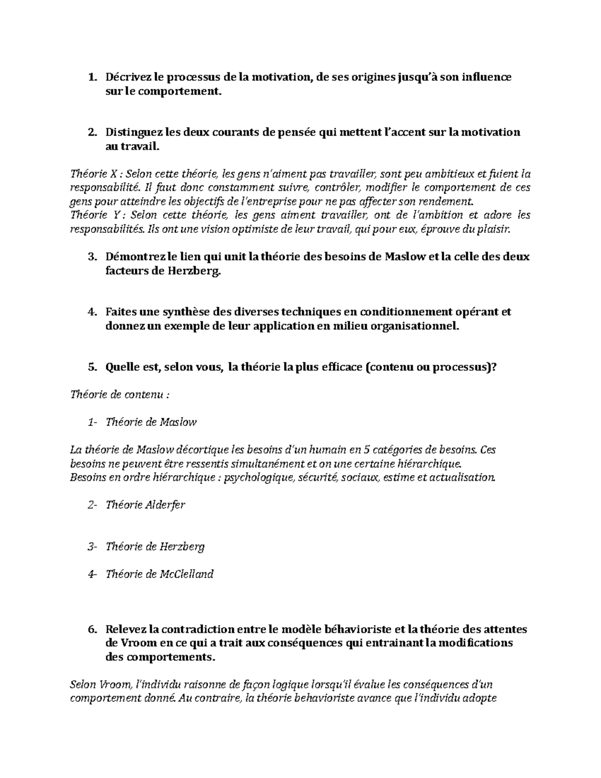 Décrivez le processus de la motivation - 1. Décrivez le processus de la ...