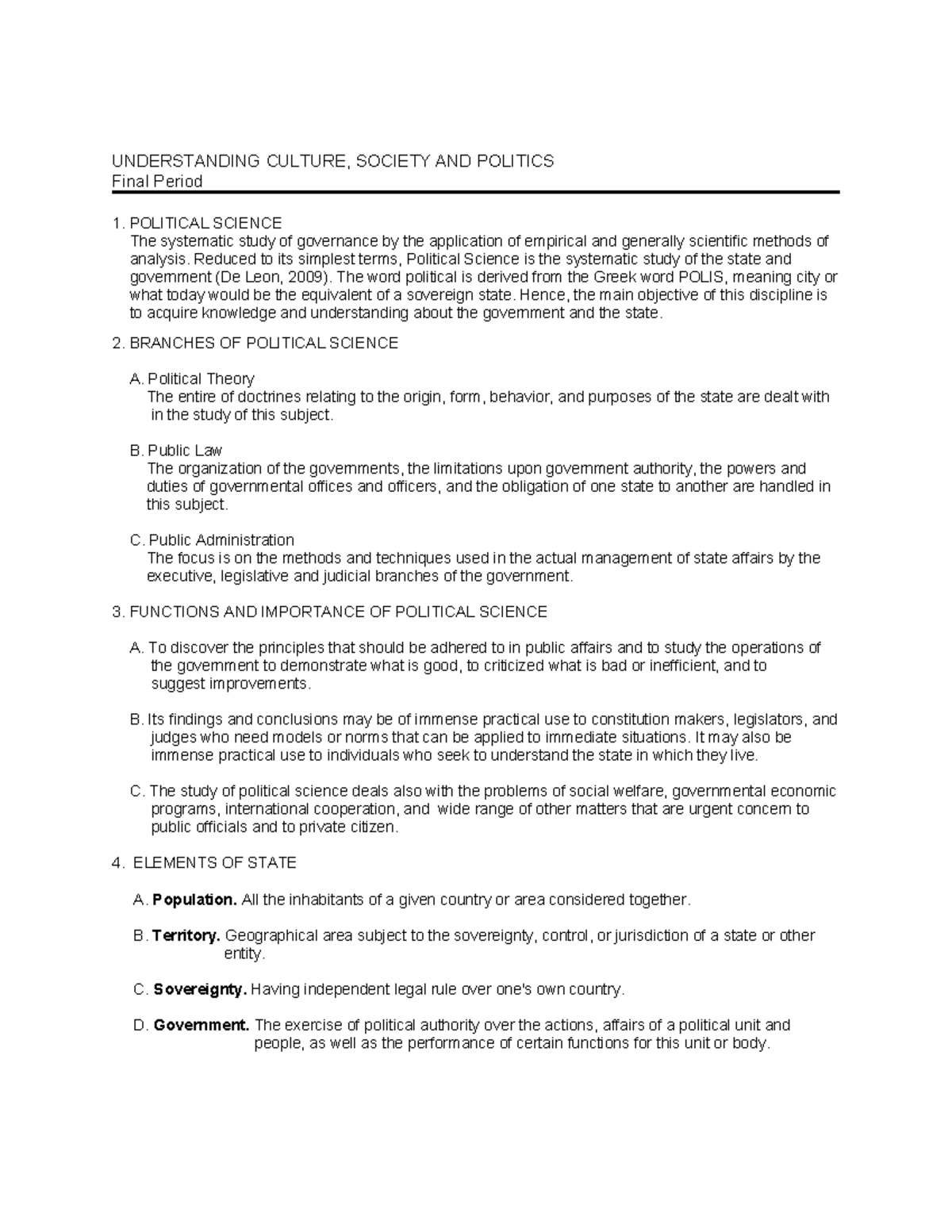 Handout-ON- Political- Science - UNDERSTANDING CULTURE, SOCIETY AND ...