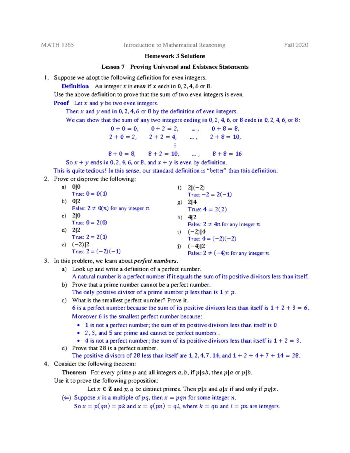 Homework 3 Solutions - MATH 1365 Introduction to Mathematical Reasoning ...