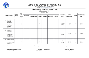 First Periodical Exam Math-10 -2022-2023 Letran-pdf - Letran de Davao ...