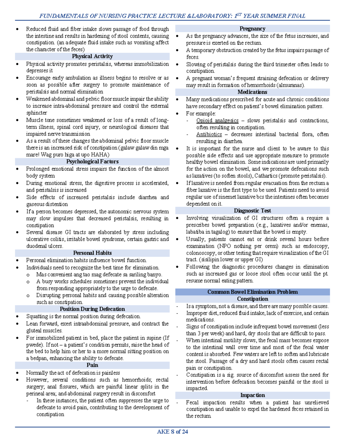 Physical Activity - FUNDAMENTALS OF NURSING PRACTICE LECTURE ...