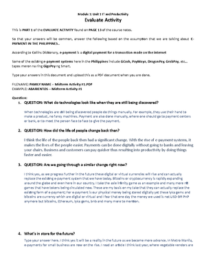 02. Module 1 - Evaluate Activity 2 - Module 1: Unit 1 IT and ...