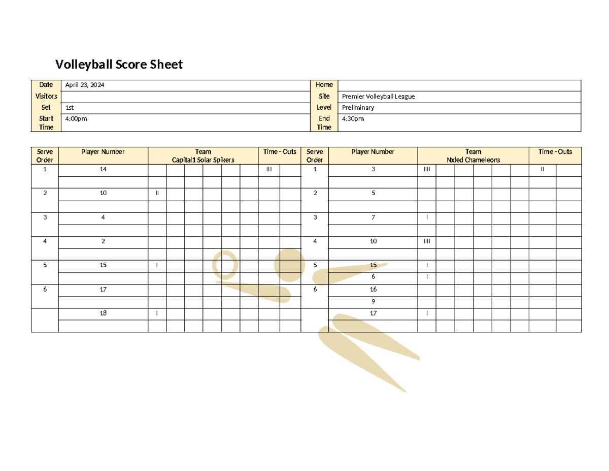 Volleyball-score-sheet-template - Volleyball Score Sheet Date April 23 ...