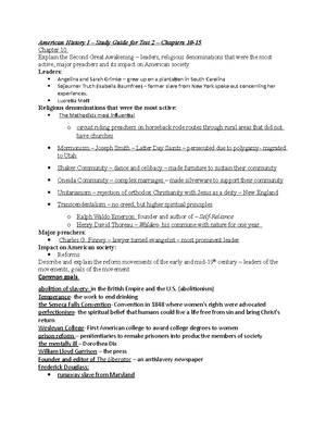 Chapter 10: Religion and Reform Notes - Chapter 10: Religion and Reform ...