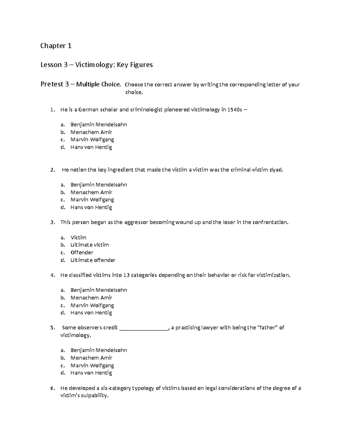 Module Chapter 1 Lesson 3 Victimology - Chapter 1 Lesson 3 ...