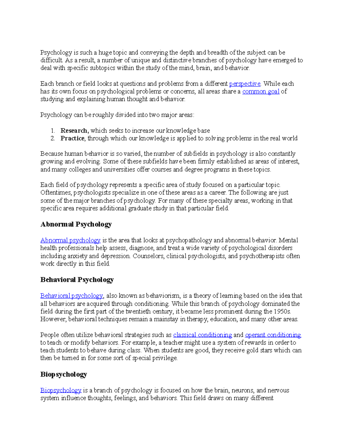 Branches of psychology - Psychology is such a huge topic and conveying ...