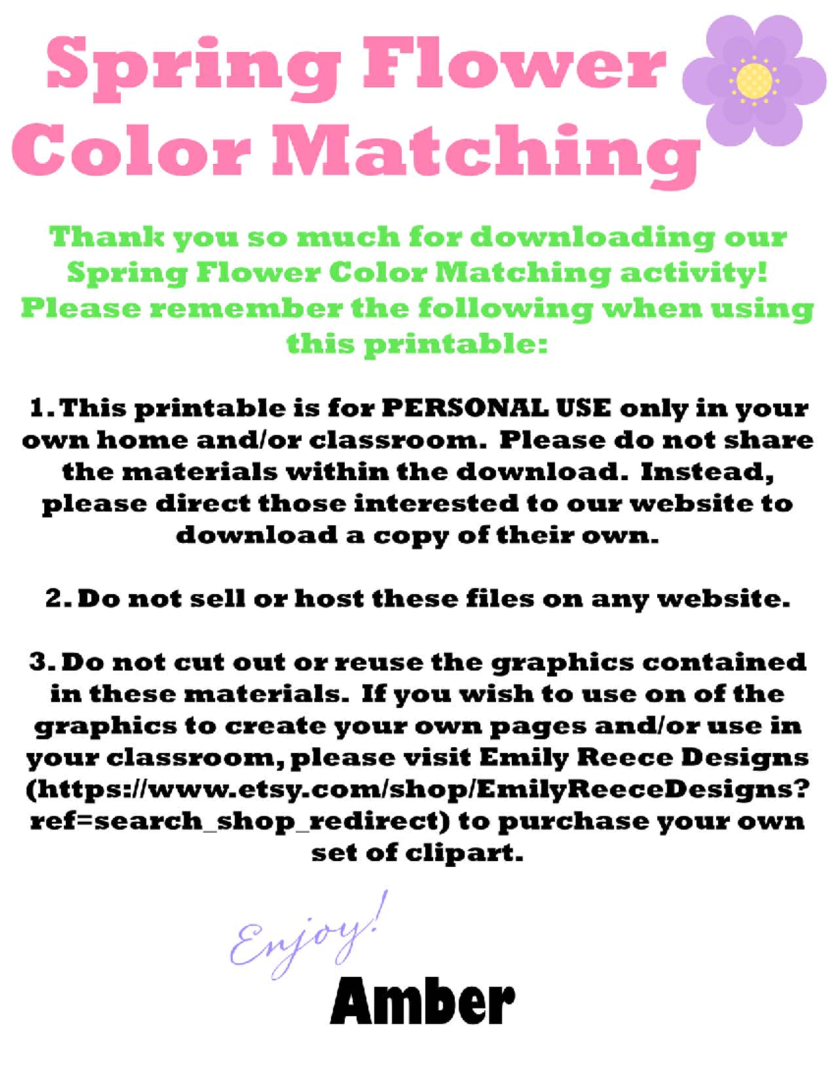 Flower Color Match - Assessments and assignments designed for future ...