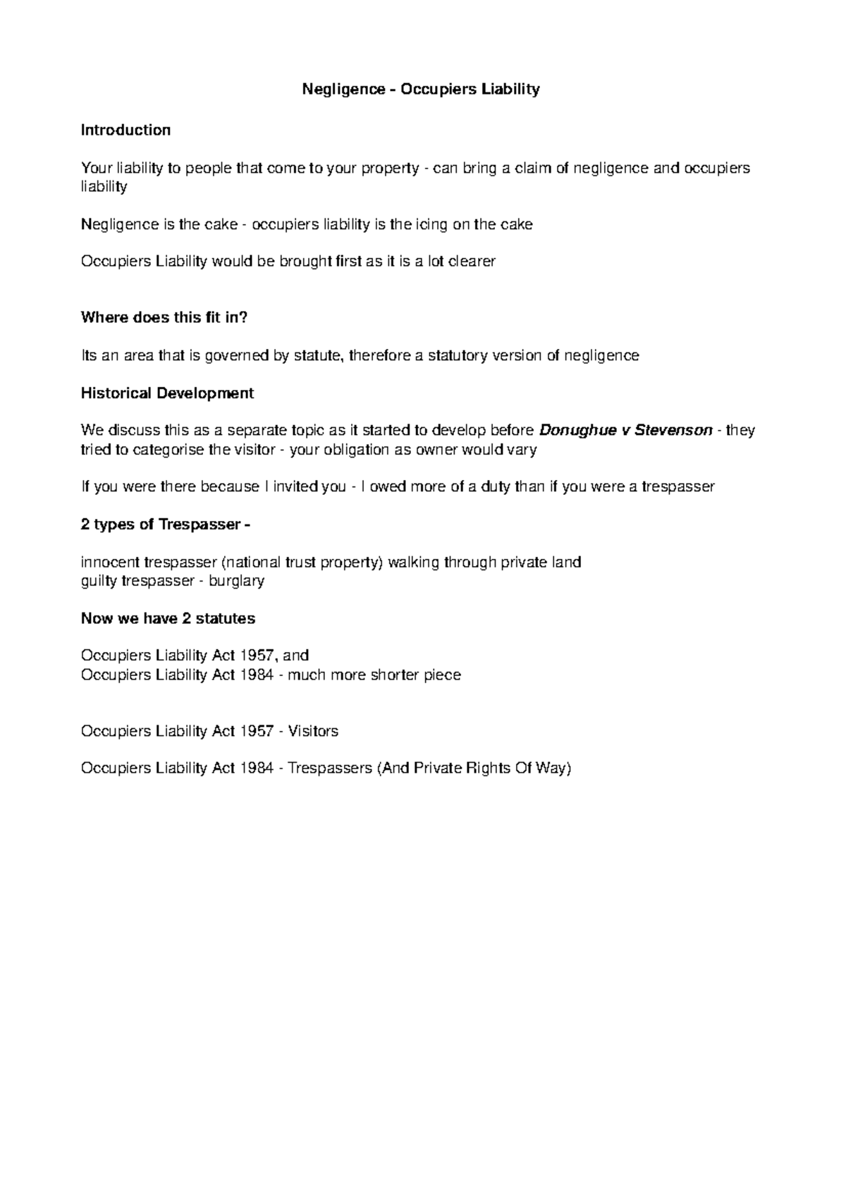 Occupiers Liability Act 1957 - When does the Act Apply and What is ...