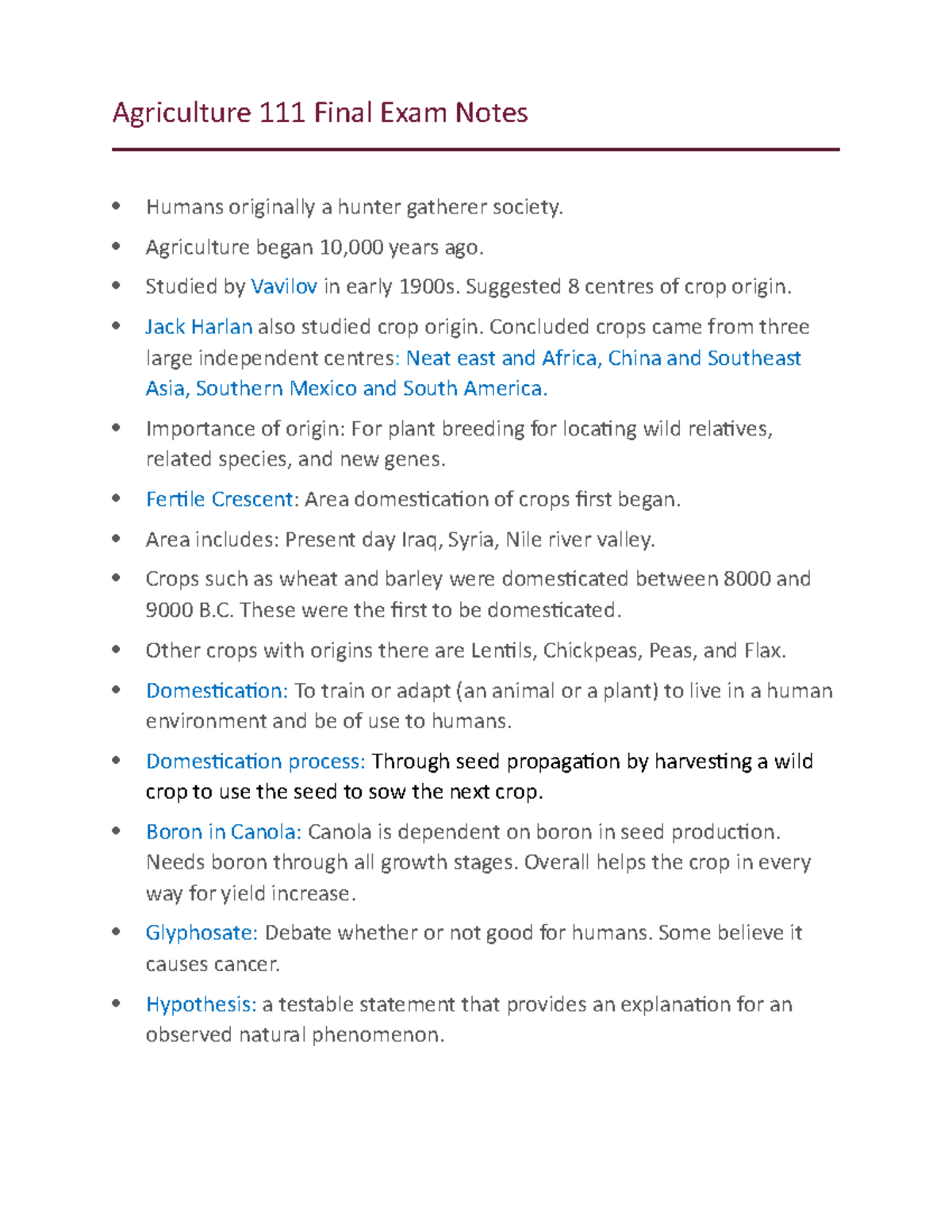 Summary - complete - Final exam study notes - Agriculture Final Exam ...