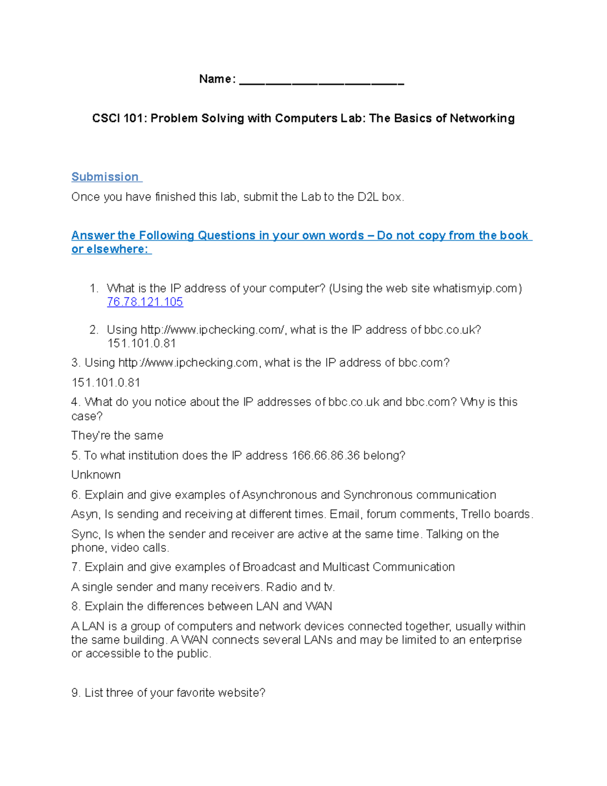 Lab Chapter 3 Completed - Name: _________________________ CSCI 101: Problem Solving with ...