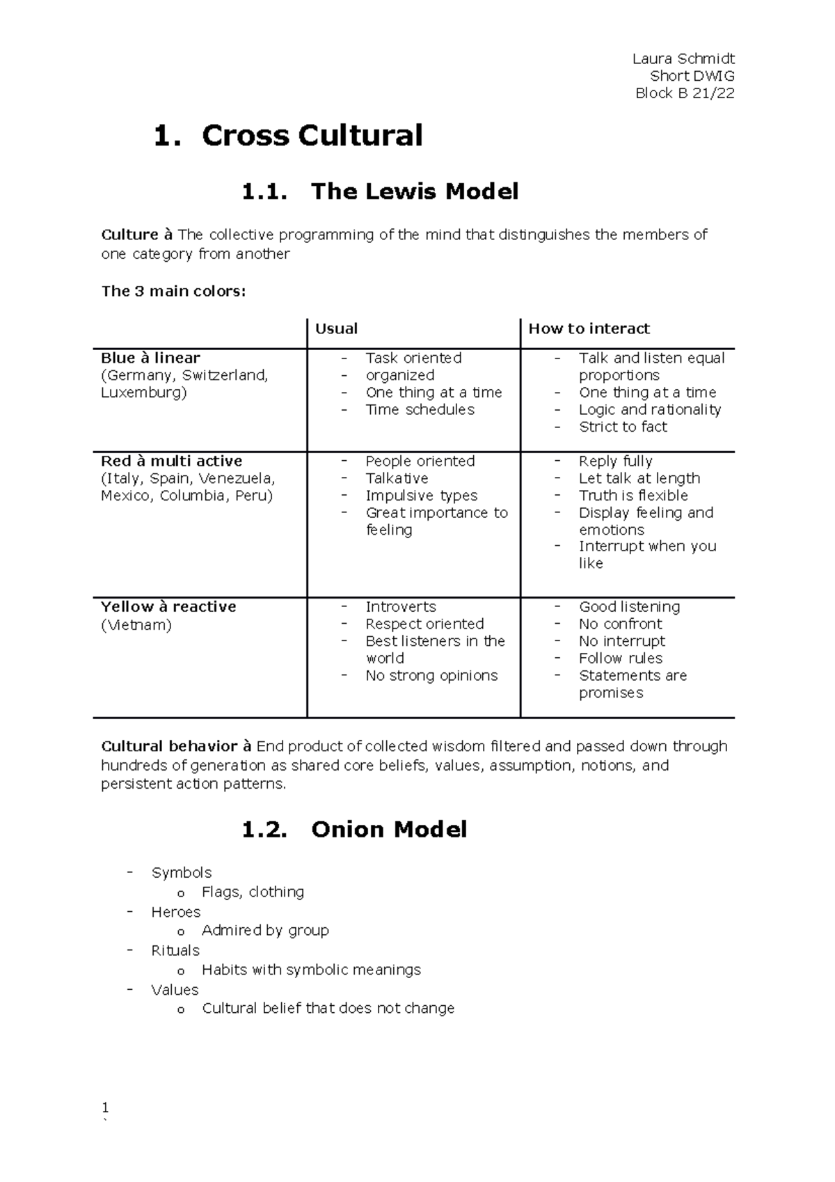 Short DWIG - Short DWIG Block B 21/ 1. Cross Cultural 1. The Lewis ...