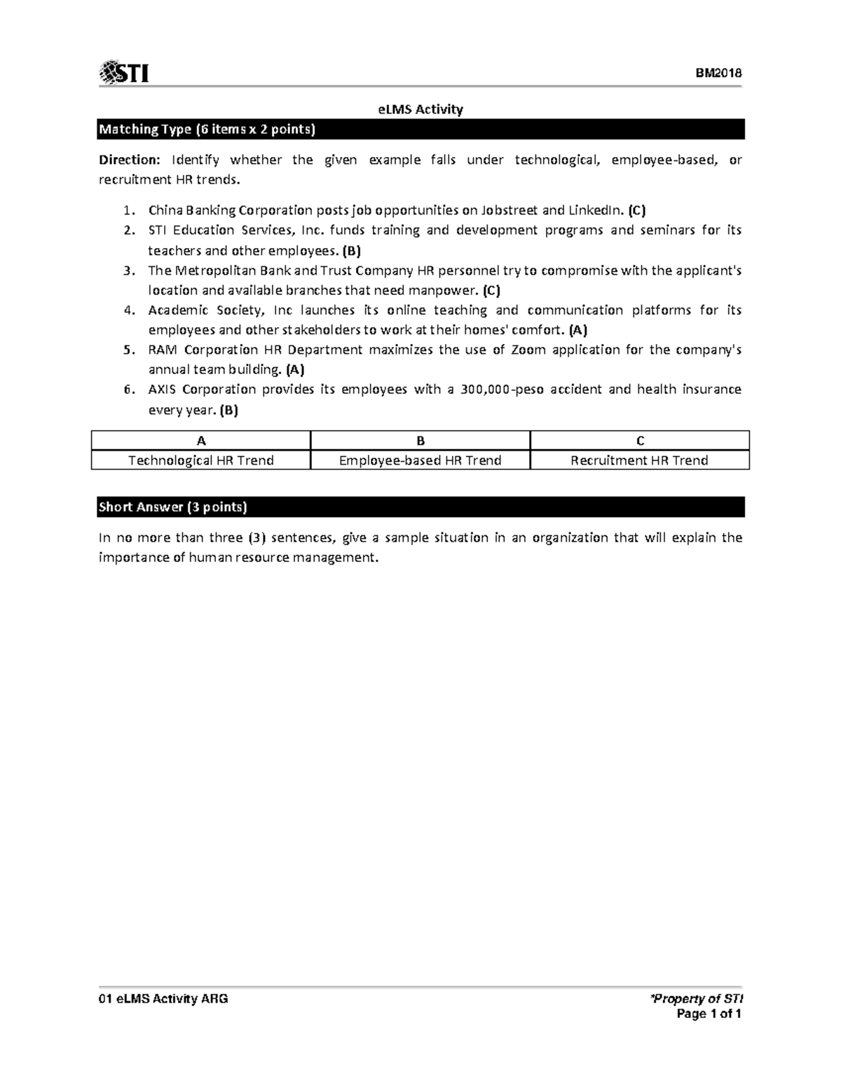 01 e LMS Activity - n/a - BM 01 eLMS Activity ARG *Property of STI Page ...